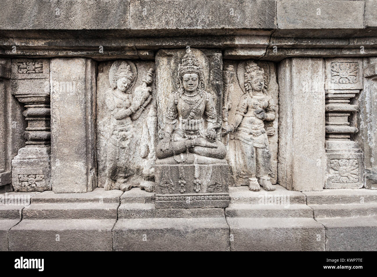 Relief panel of Prambanan Temple, Central Java in Indonesia Stock Photo ...