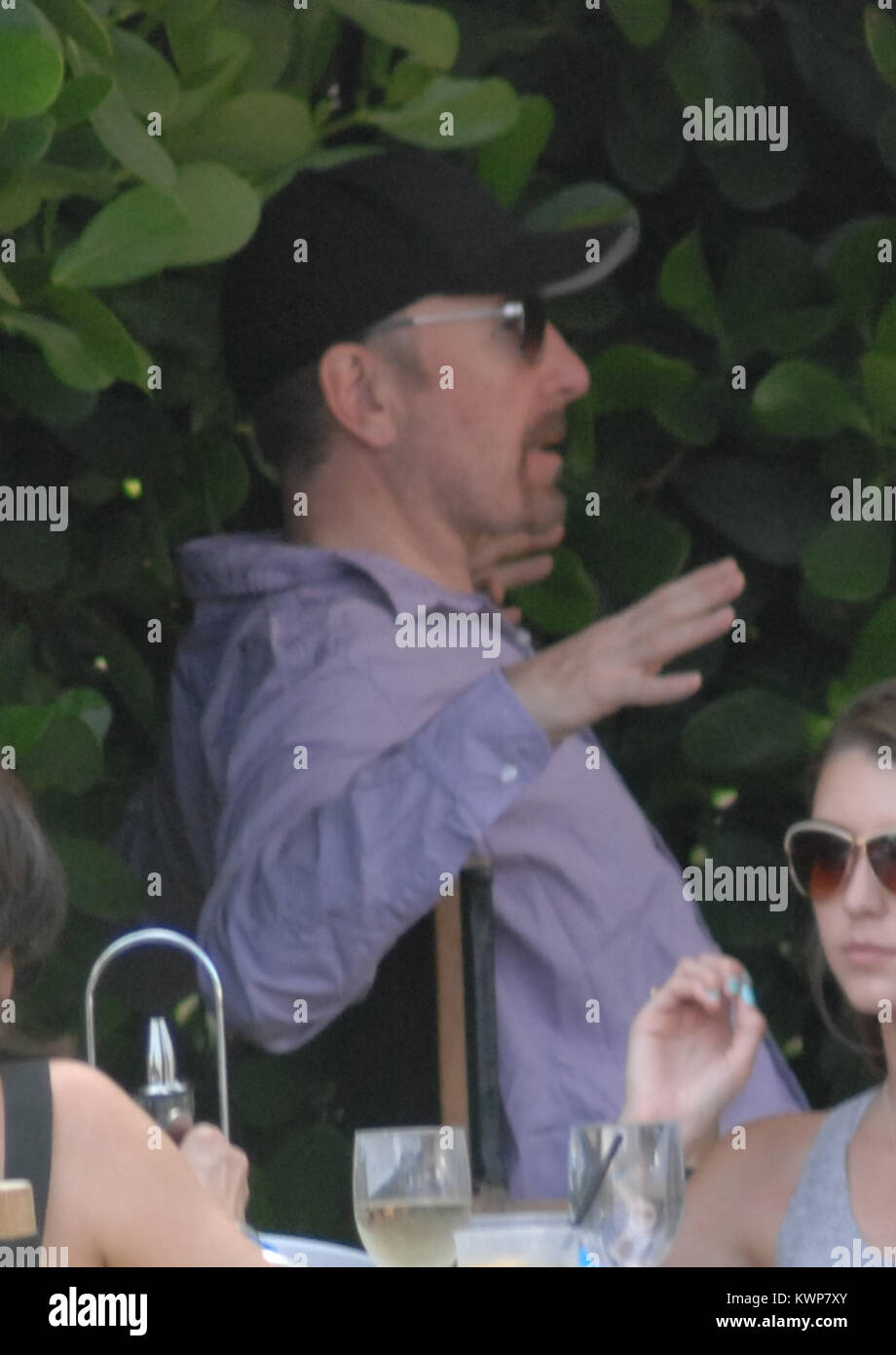 MIAMI BEACH, FL - JUNE 27: U2's The Edge enjoys a lunch in southbeach ...