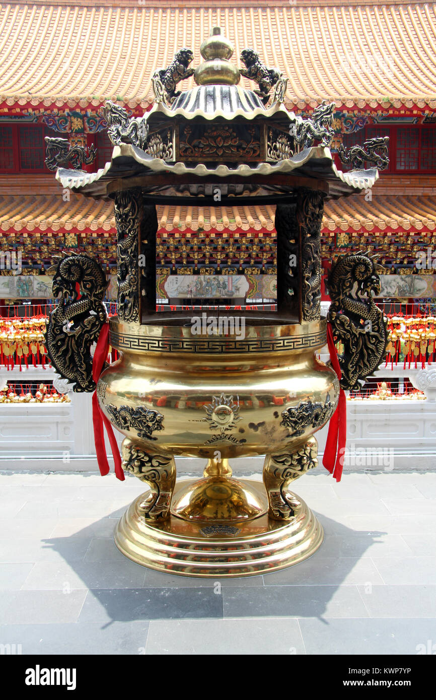 Big tripod in chinese temple Wenwu near Sun Moon lake in Taiwan Stock ...