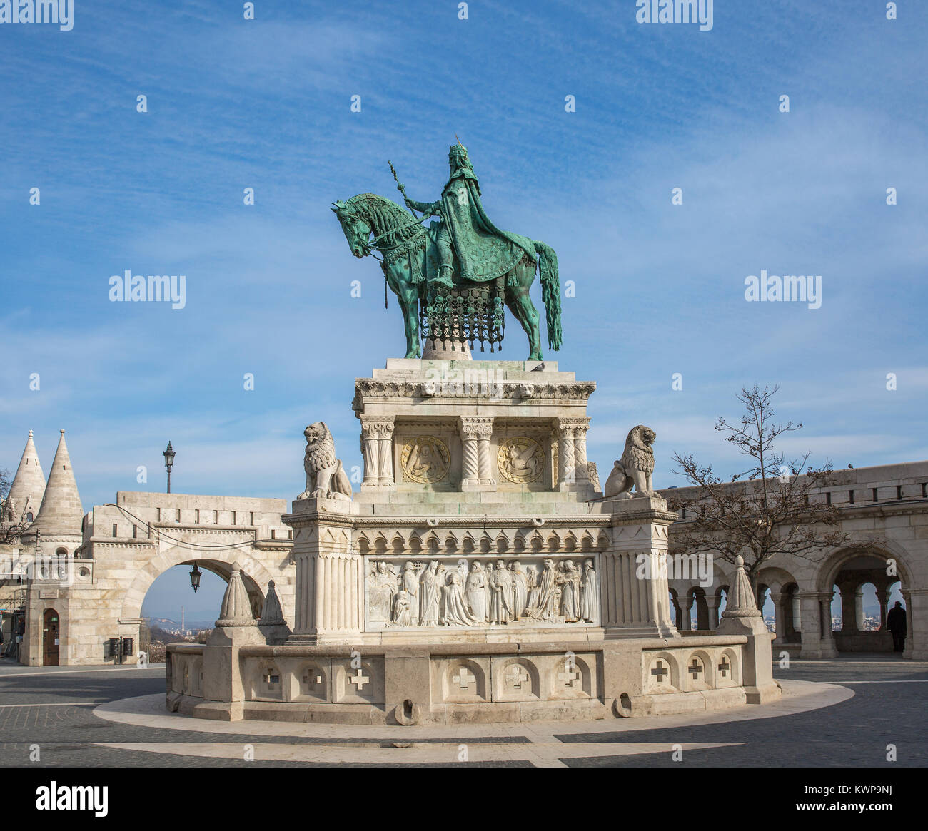 Bronze statue of Saint Stephen, Hungarian Szent Istvan, near the ...