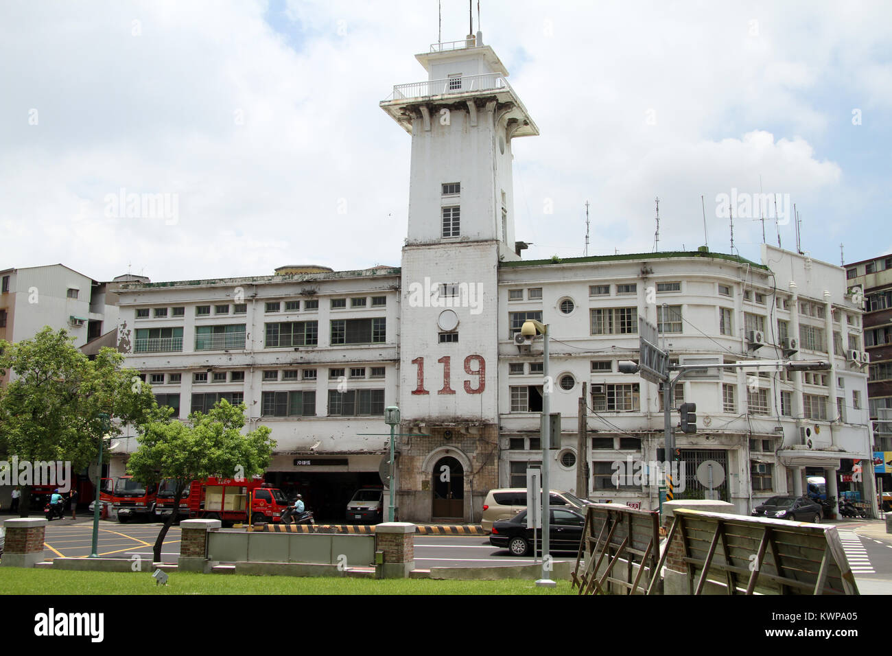 White building of fire brigade in Tainan, Taiwan Stock Photo - Alamy