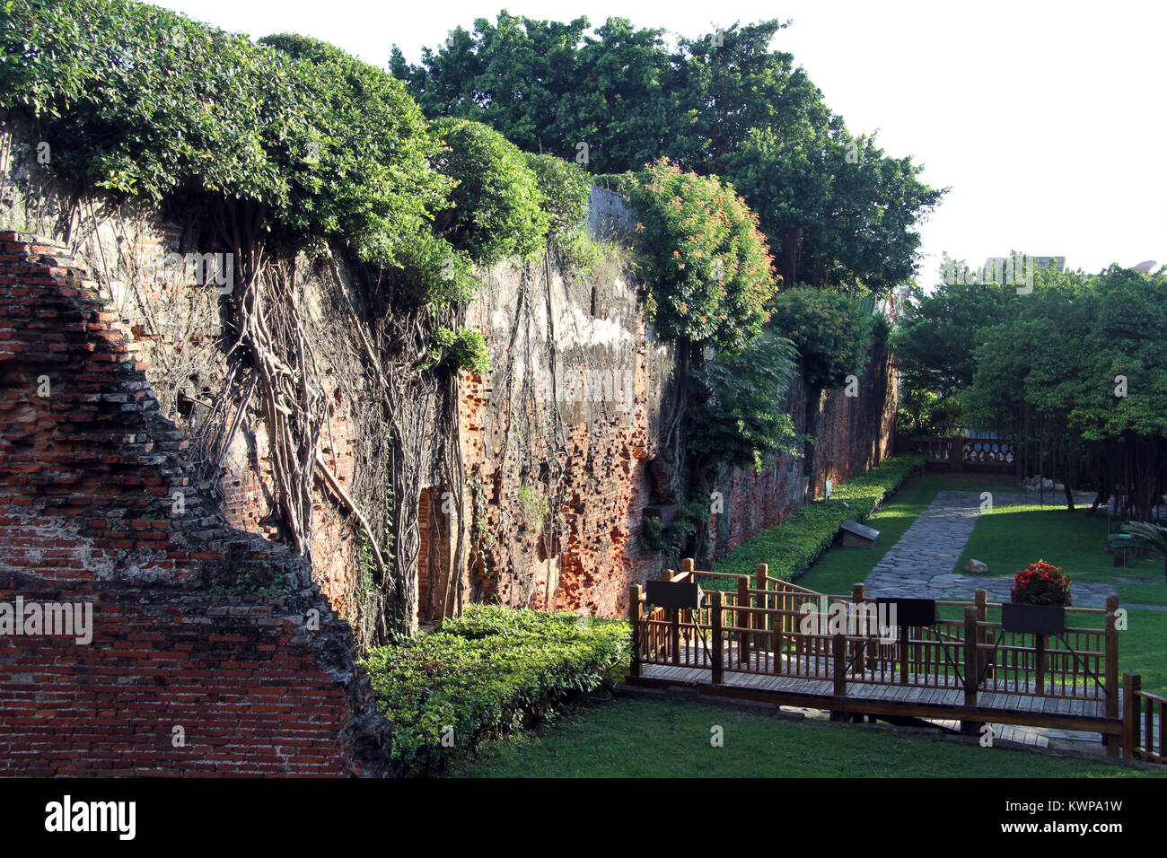 Old red brick wall in Anping fort in Tainan, Taiwan Stock Photo - Alamy