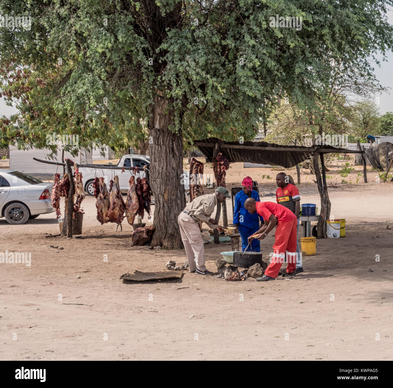 Rural namibia, October 2017 - A roadside butcher and cookhouse Stock ...