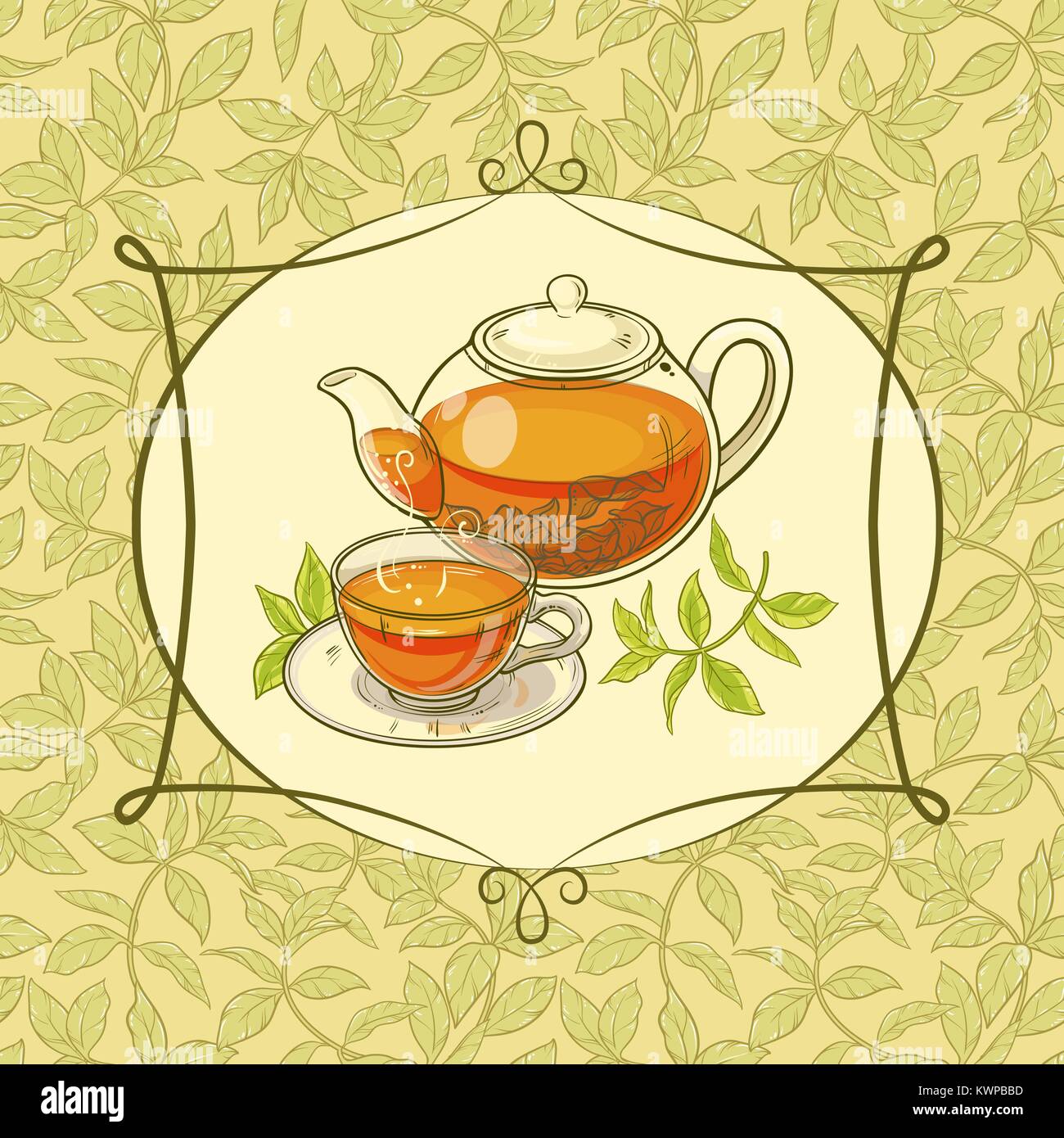 tea time vector illustration on color backgroung Stock Vector Image ...
