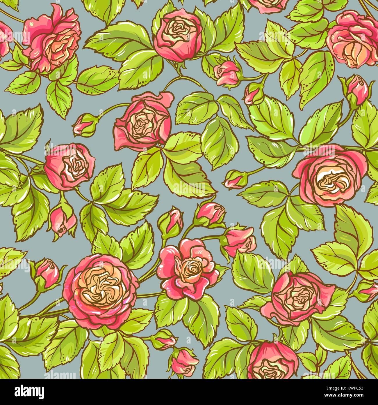 color vector seamless pattern of rose flowers Stock Vector Image & Art ...