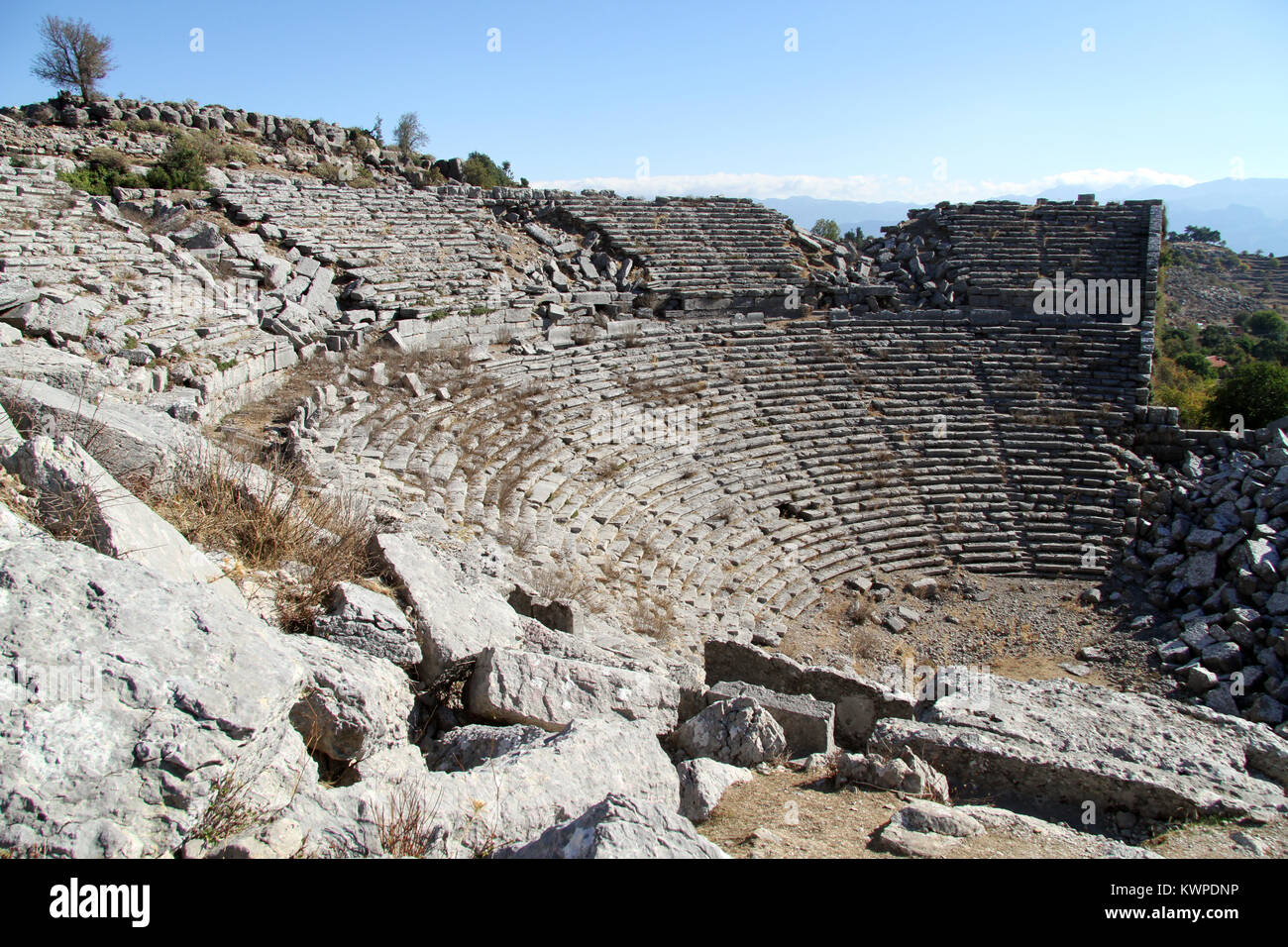 Rows of ancient theater in Selge, Turkey Stock Photo - Alamy