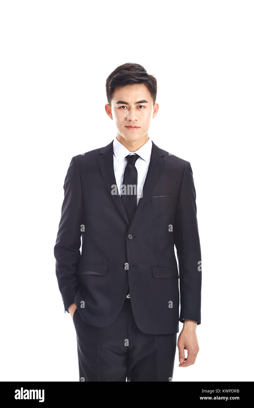 studio portrait of a young asian business man, isolated on white ...
