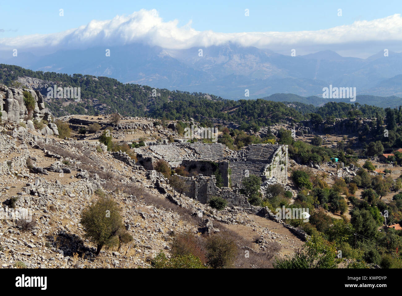 Ruins of ancient theater and village in Selge, Turkey Stock Photo - Alamy