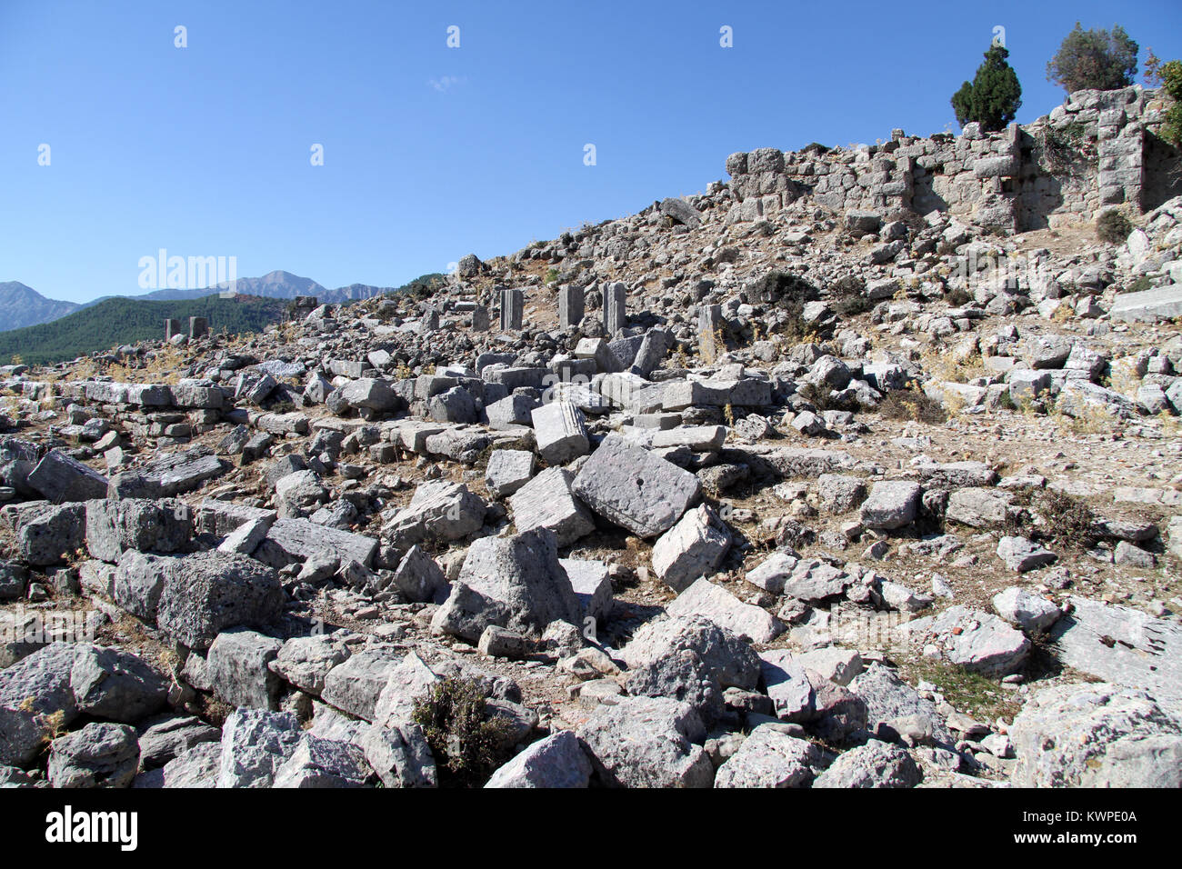 Ruins of temples in anciet town Selge, Turkey Stock Photo - Alamy