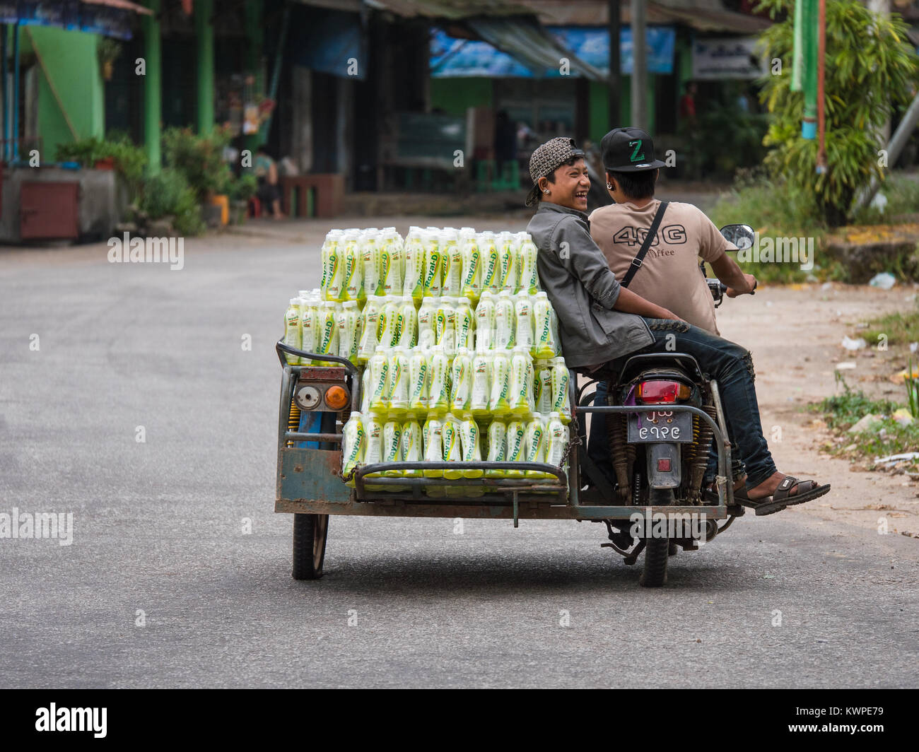 Transport of a large quantity of Royal-D, an electrolyte beverage, on a ...