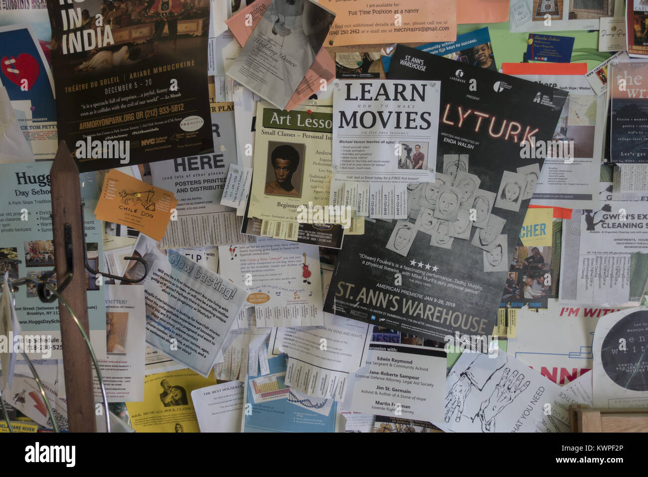 Bulletin board in a local cafe in Park Slope, Brooklyn, New York Stock ...