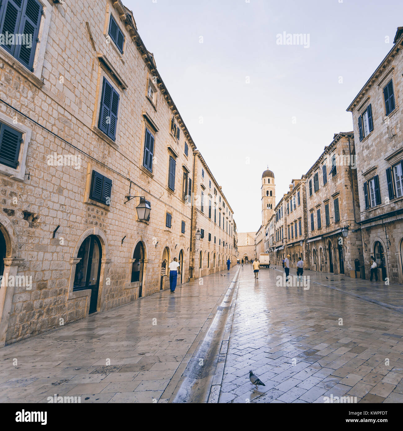 Stradun street at old part of the city early in the morning. Dubrovnic ...