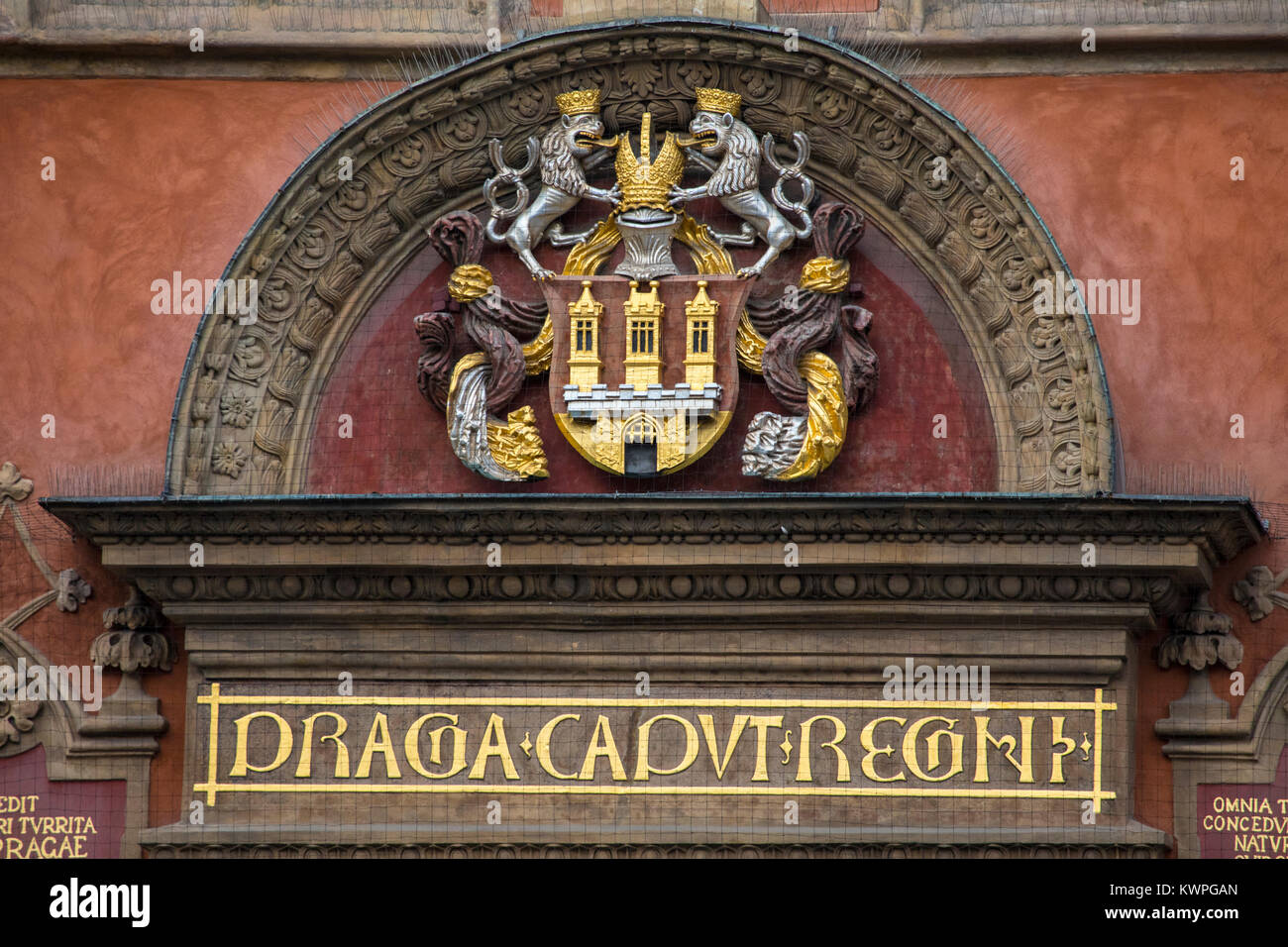 The beautifully sculpted Coat of Arms for the city of Prague. Located ...