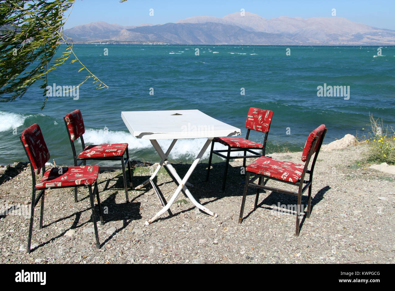 Windy day and table on the lake Egirdir, Turkey Stock Photo - Alamy