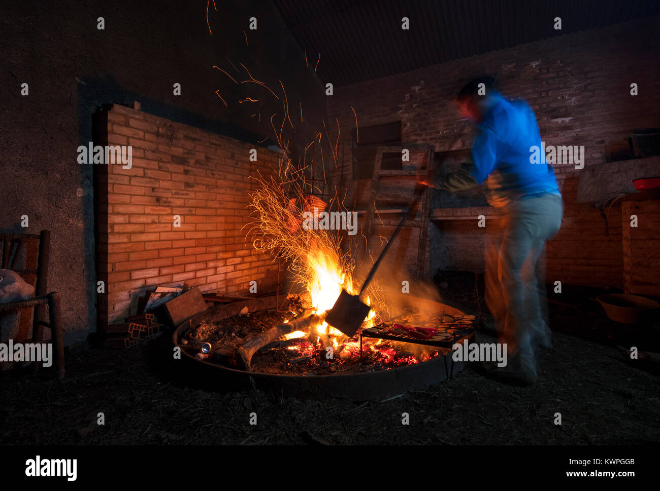 Traditional barbeque in the Argentine pampas. Pardo, Argentina Stock ...