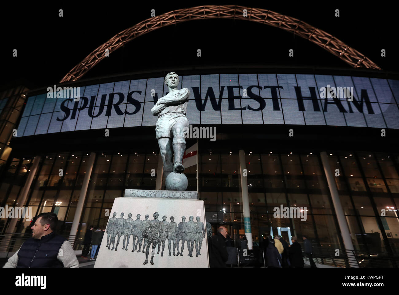 A view of the Bobby Moore statue at Wembley Stadium, before the ...