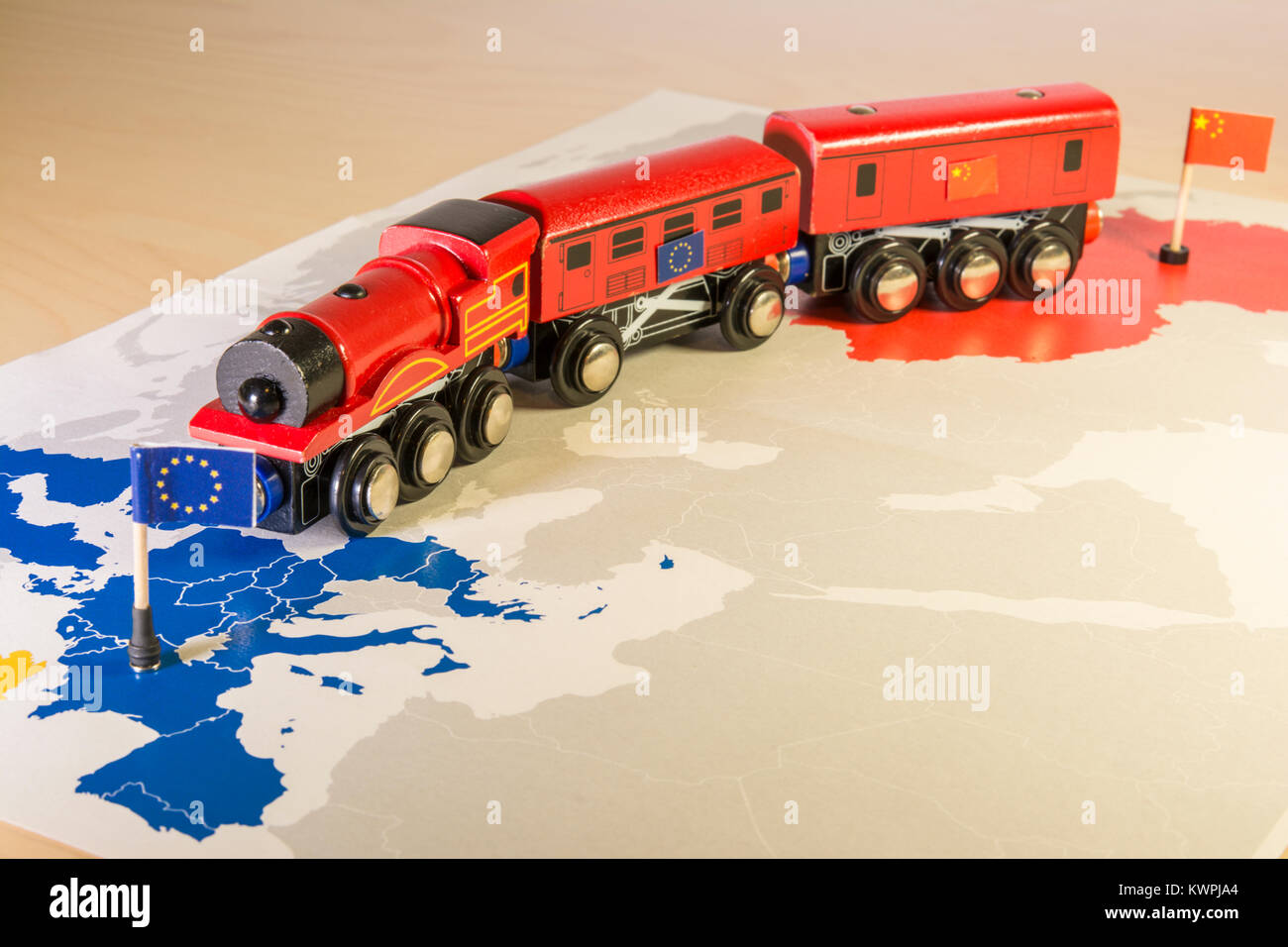 Toy train connecting Europa and China. Yidaiyilu project Stock Photo ...