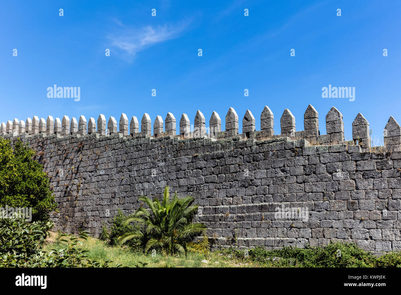 Fragment of the medieval castle called Fernandina Wall located in Porto ...