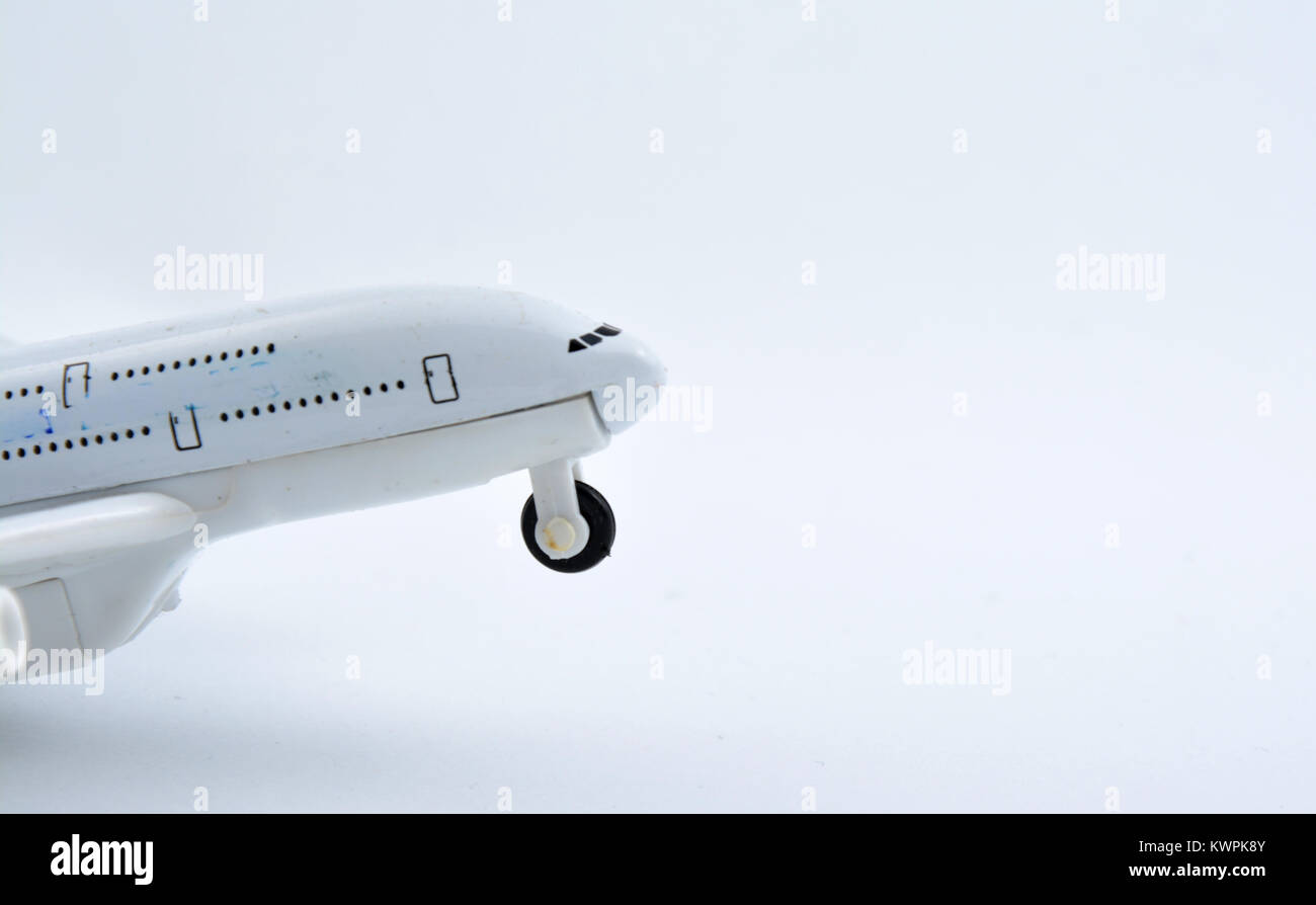 Plane plastic toy isolated on white background Stock Photo - Alamy