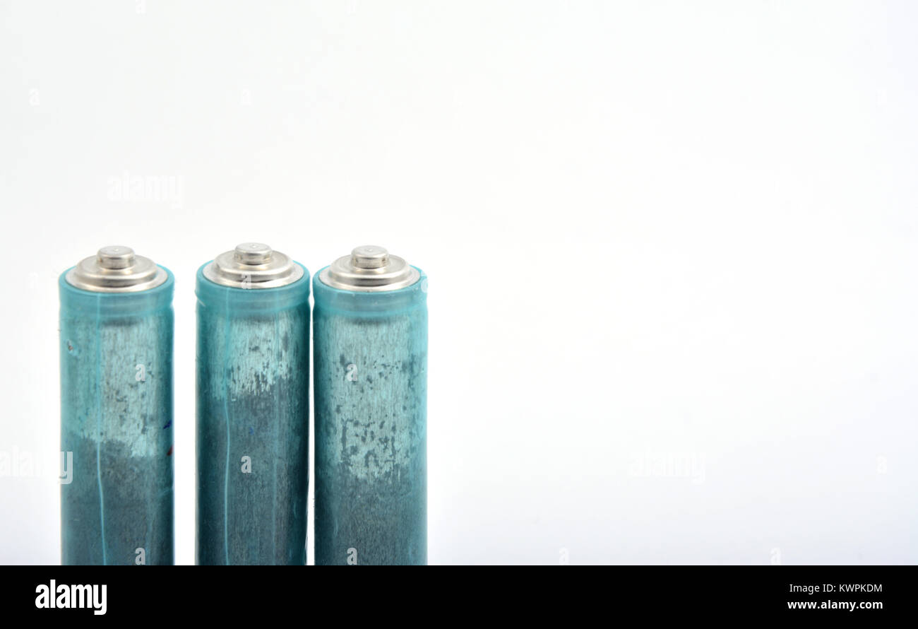 Three AAA batteries isolated on white background Stock Photo - Alamy