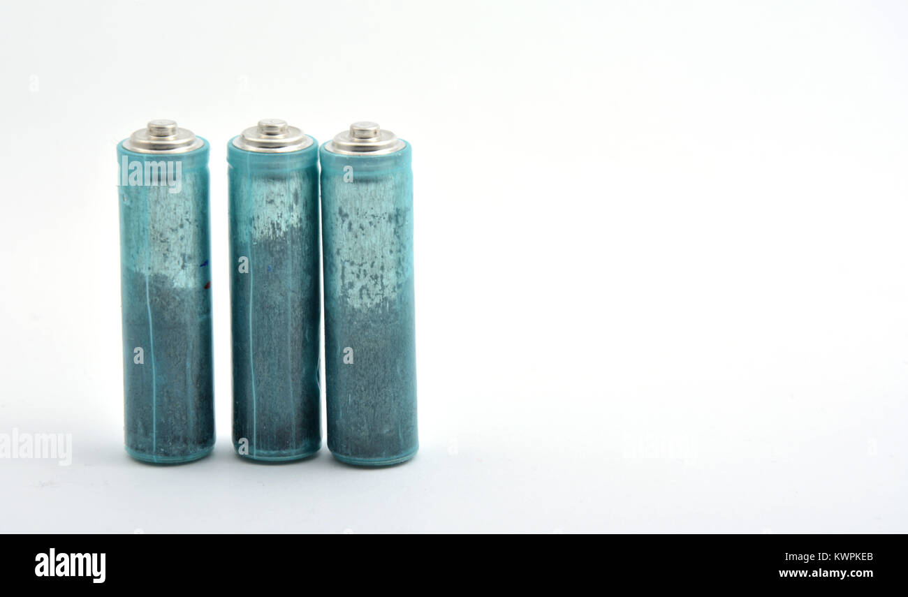 Three AAA batteries isolated on white background Stock Photo - Alamy