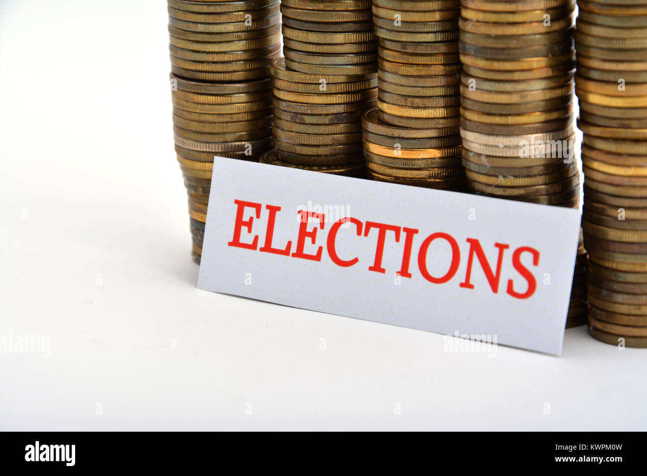 Word elections with coins isolated on white background Stock Photo - Alamy