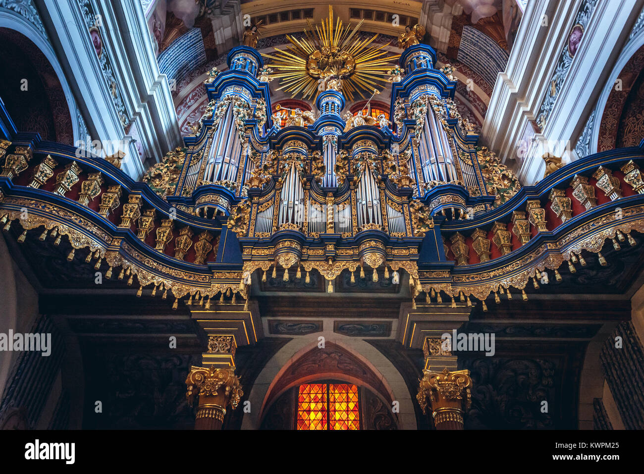 Pipe organ in Basilica of Visitation of Blessed Virgin Mary in Swieta ...