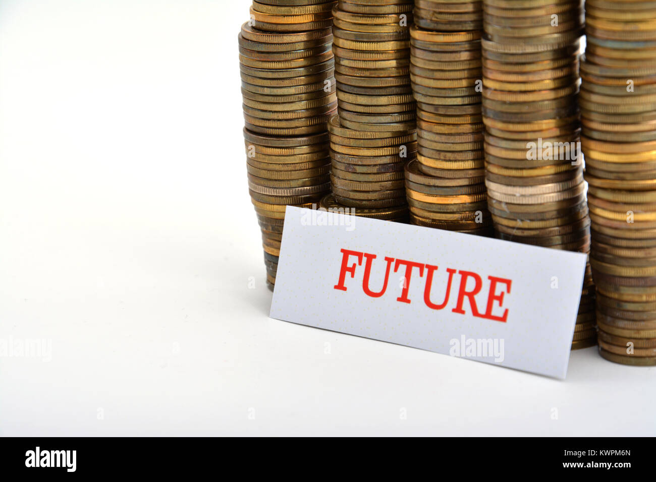 Word future with coins isolated on white background Stock Photo - Alamy