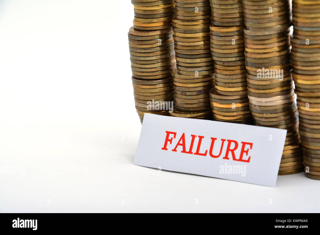 Word failure with coins isolated on white background Stock Photo - Alamy