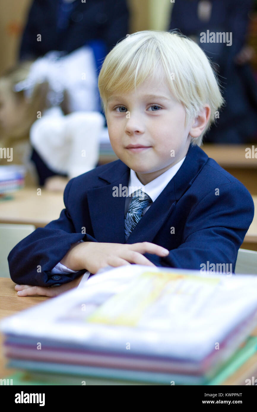Boy in the classroom having fun learning. Primary school Stock Photo ...