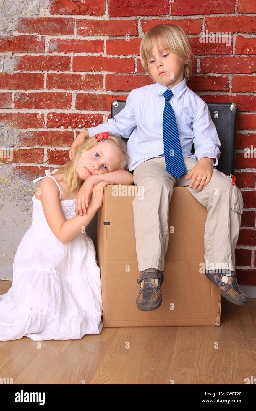 boy and girl moving house Stock Photo - Alamy