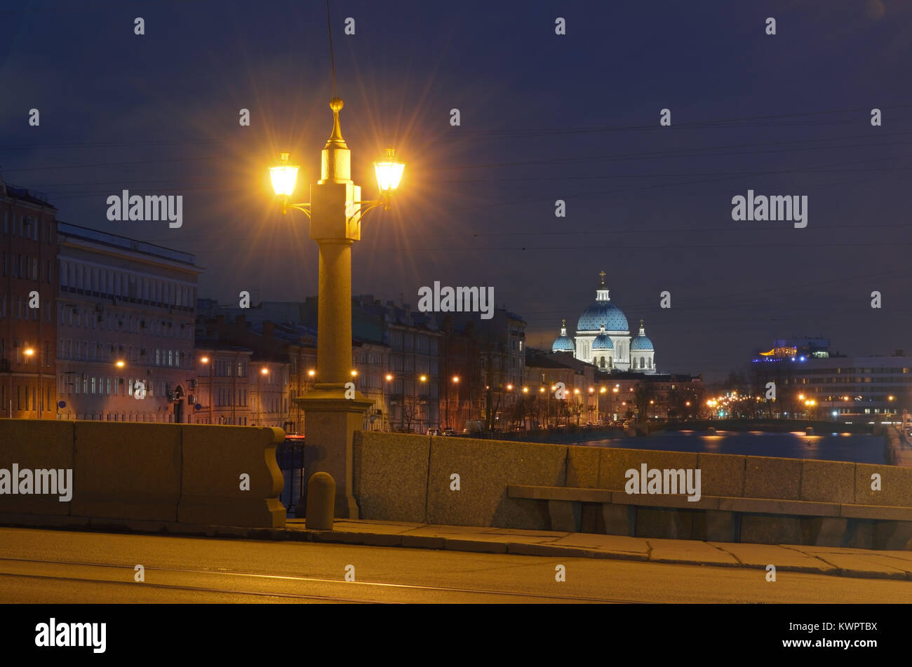 Marble pillar with electric lights.Installed on the bridge and lights ...
