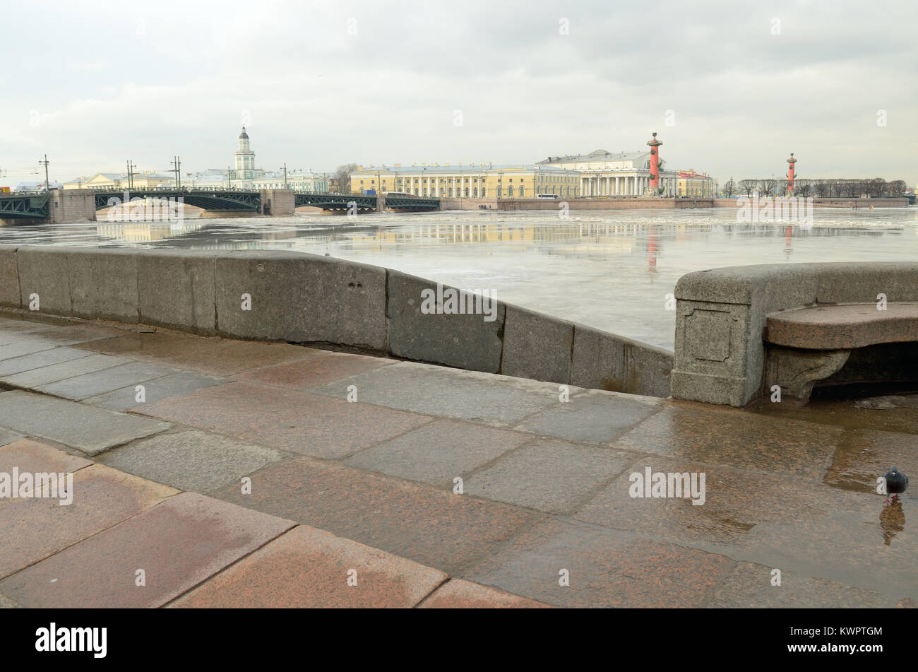 In St. Petersburg the embankment of the Neva river is lined with ...