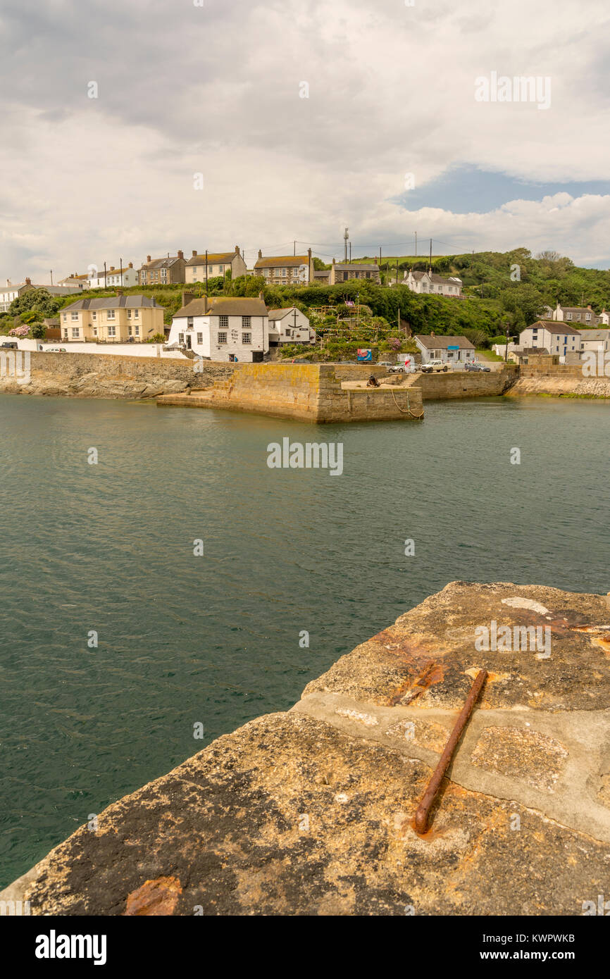The Ship Inn and Porthleven habour entrance, Cornwall, UK Stock Photo ...