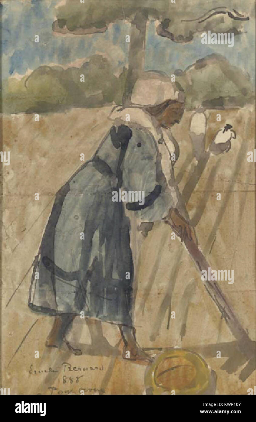 Émile Bernard’s 1888 painting 'Bretonnes au Travail' portrays Breton ...