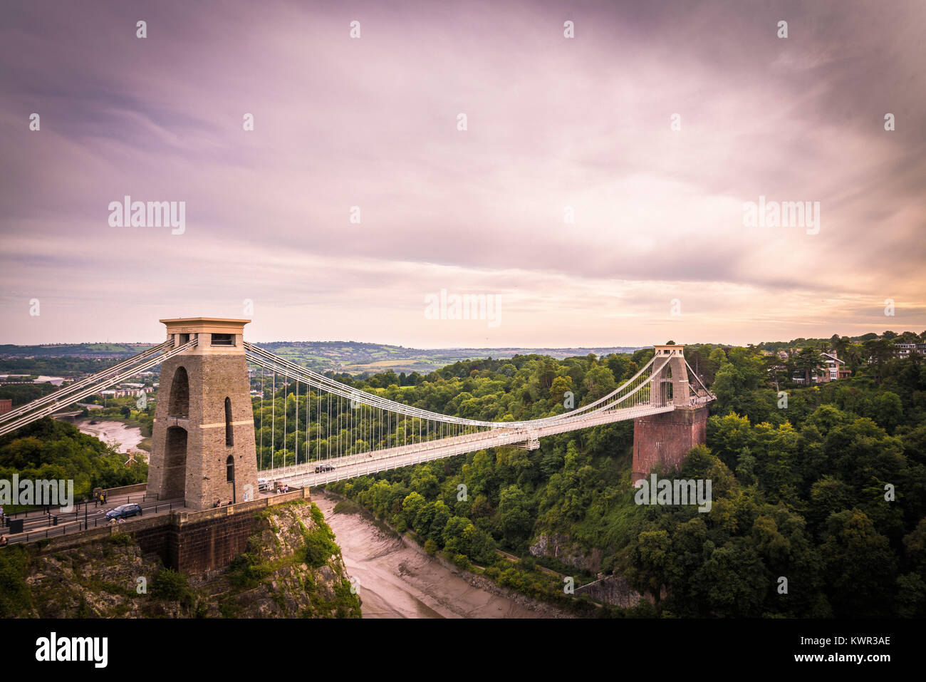 Clifton suspension bridge on a cloudy day, Bristol, England Stock Photo ...