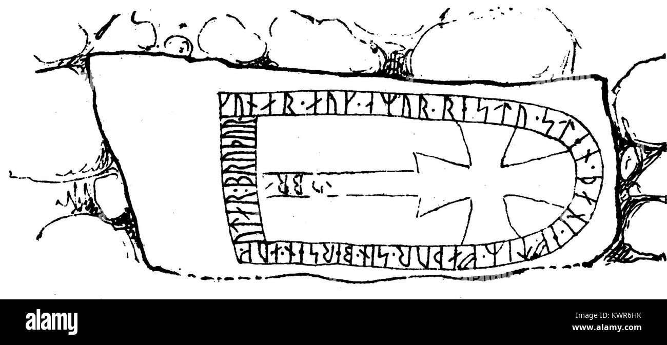 Runic inscription 118, located in the churchyard wall of Slaka ...