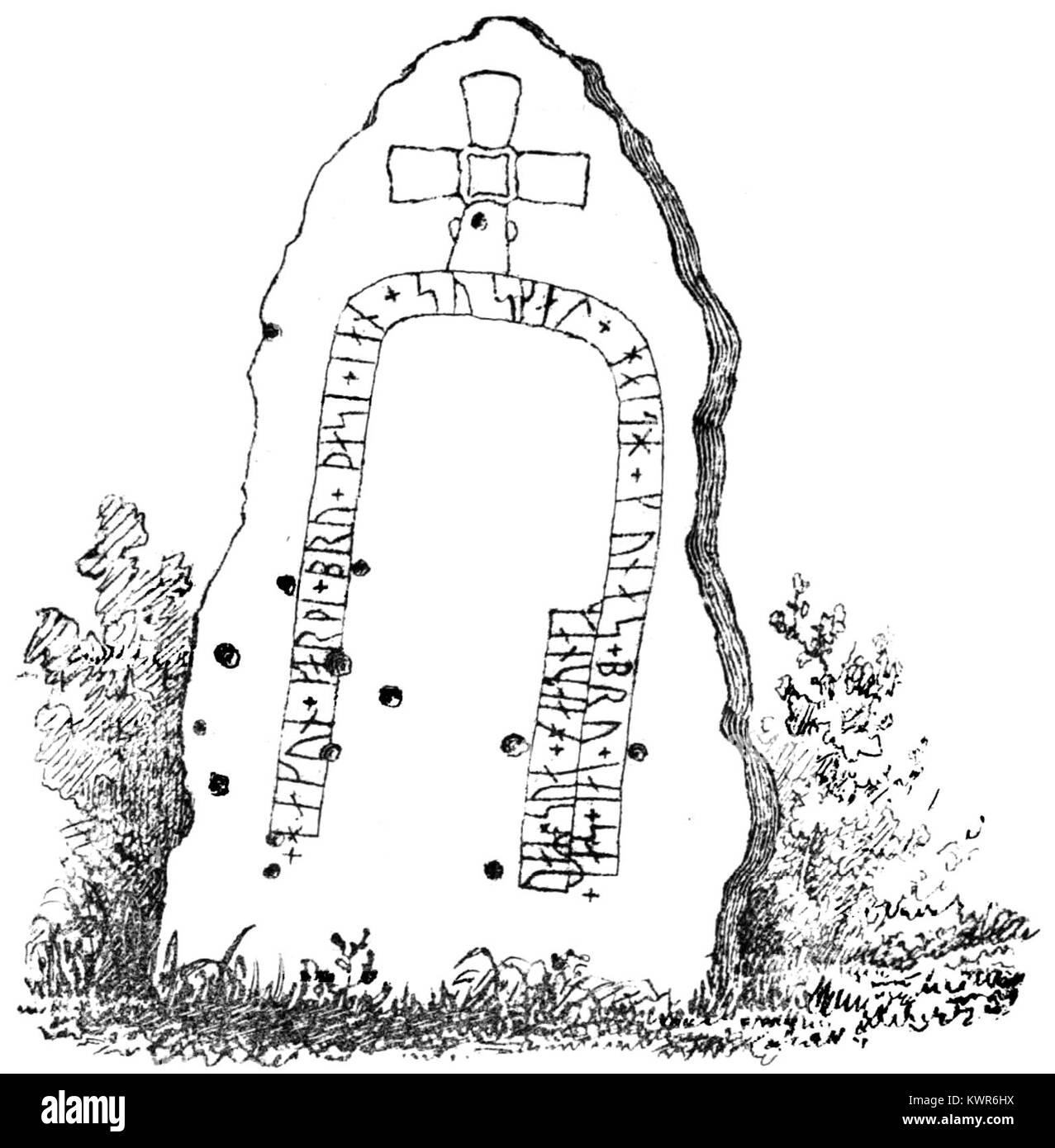 Viking age runestone inscription Black and White Stock Photos & Images ...