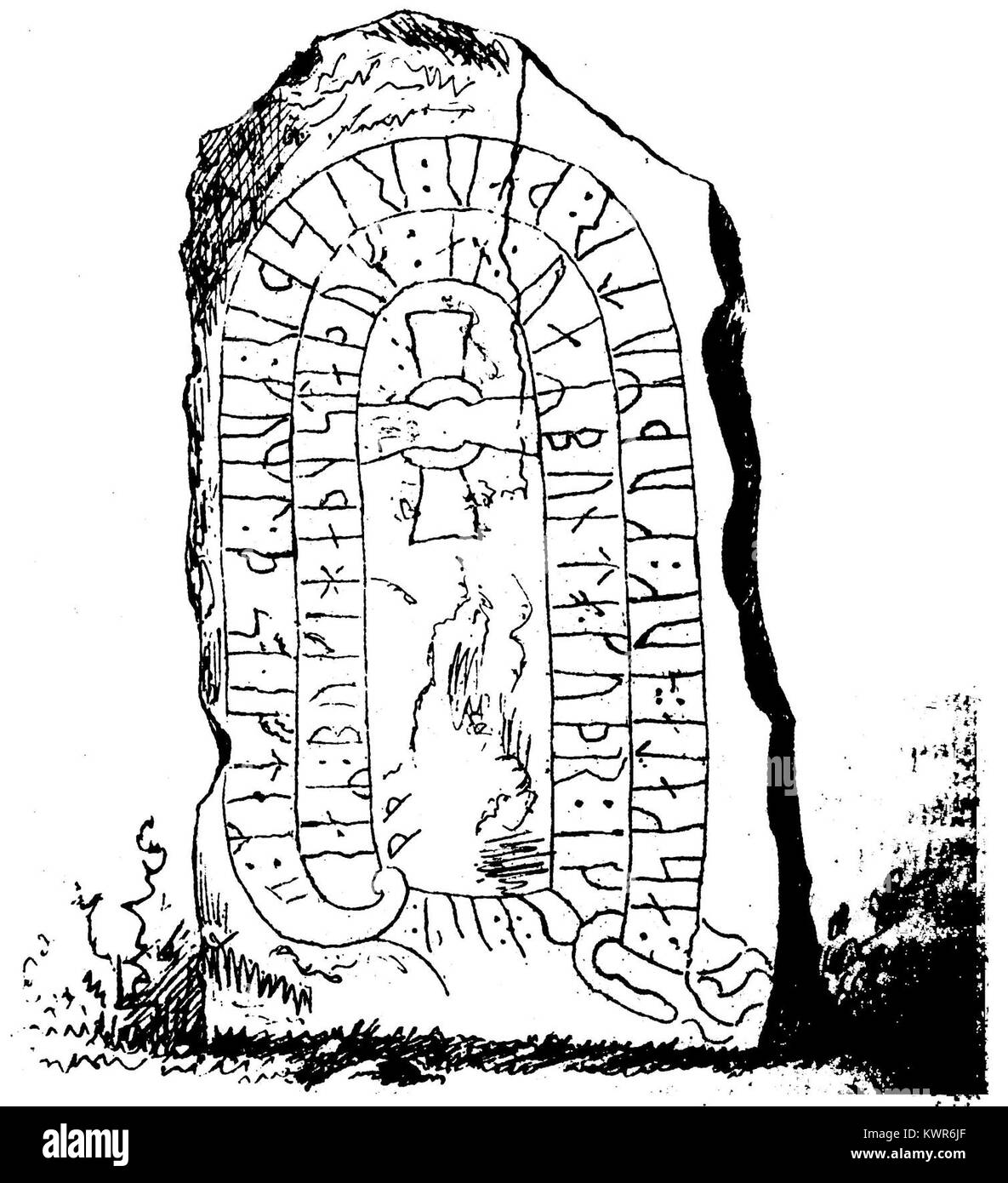 Viking age runestone inscription Black and White Stock Photos & Images ...