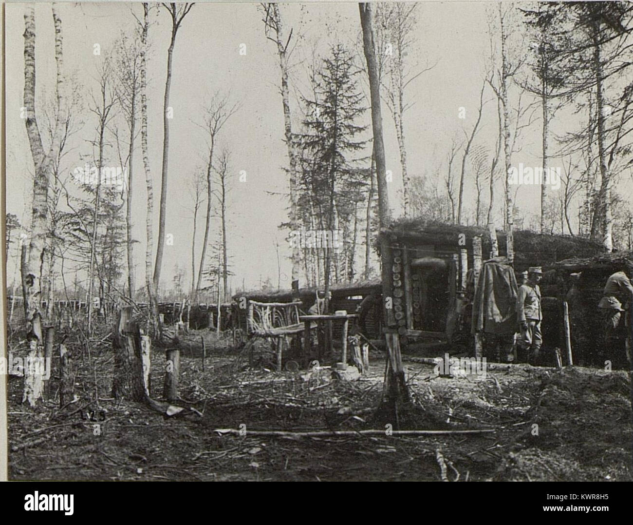 This image depicts an infantry position from World War I, identified as ...