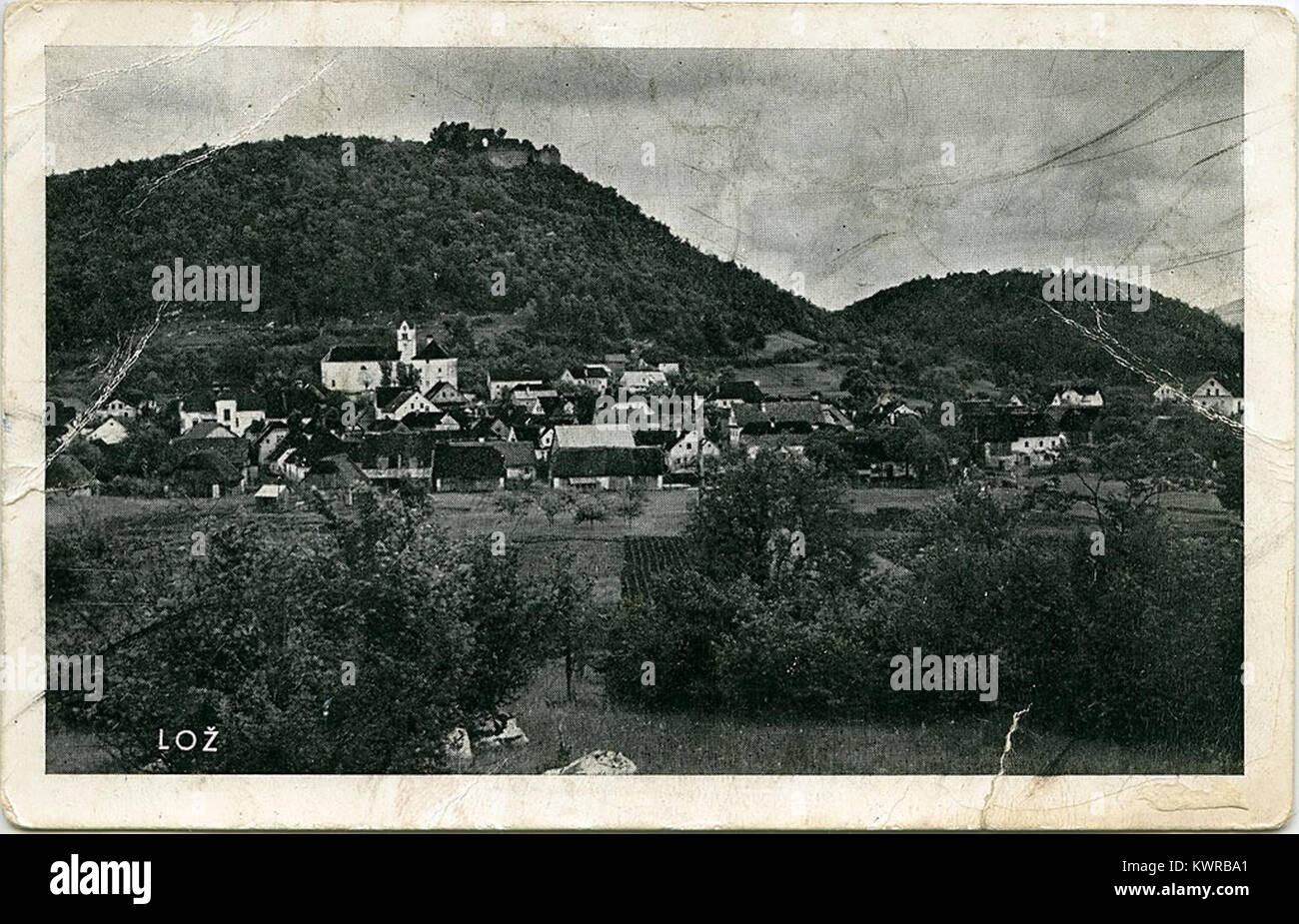 A postcard from 1950 depicting the Loza region, capturing a historical ...