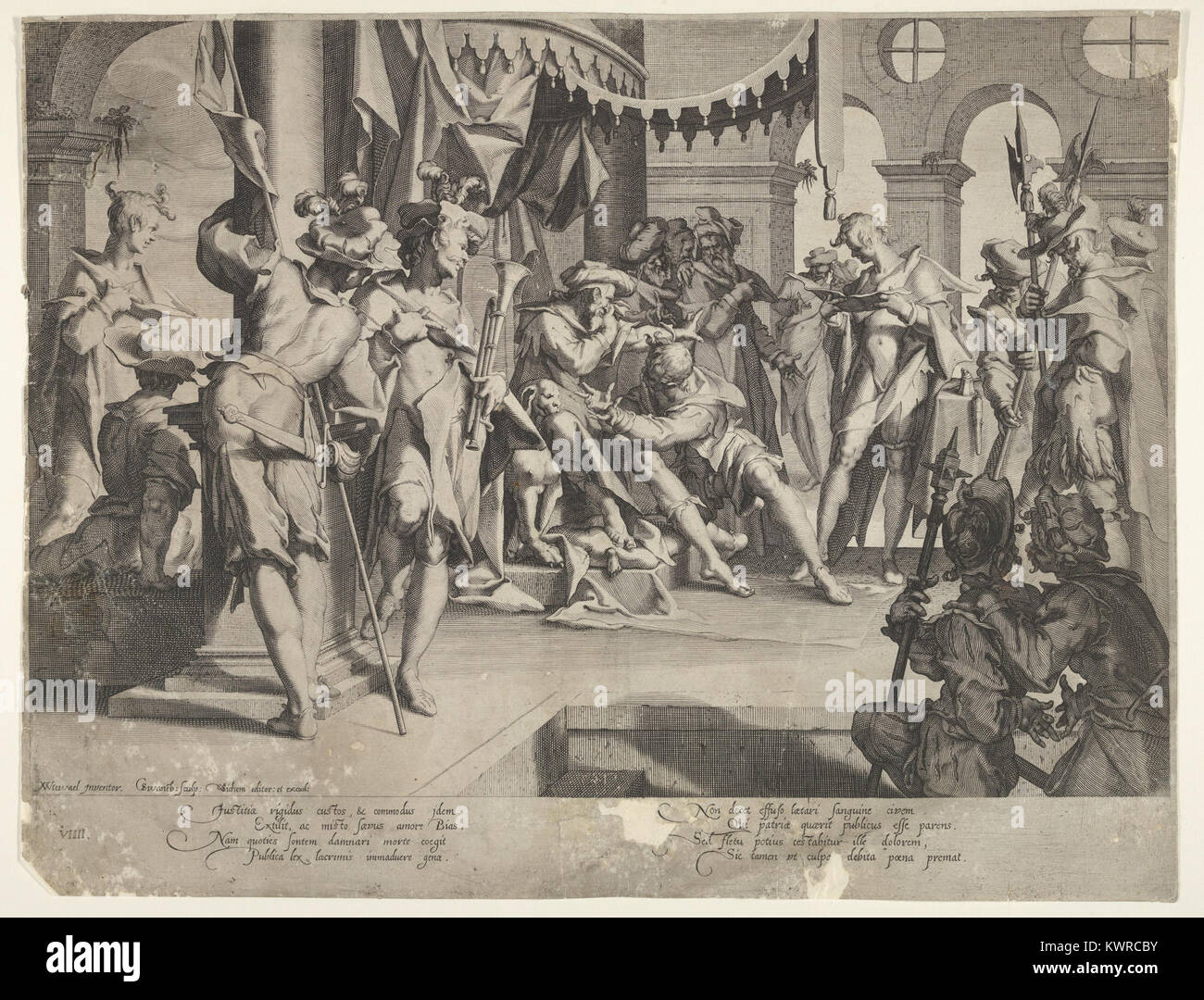 'Bias Weeps and Condemns,' Plate IX from Thronus Justiti, is an ...