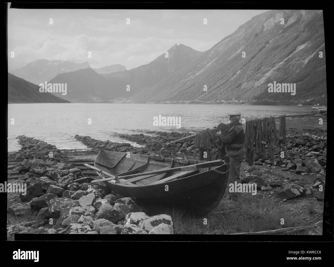 The image shows Øie at the Norangsfjord in Vestland County, Norway ...