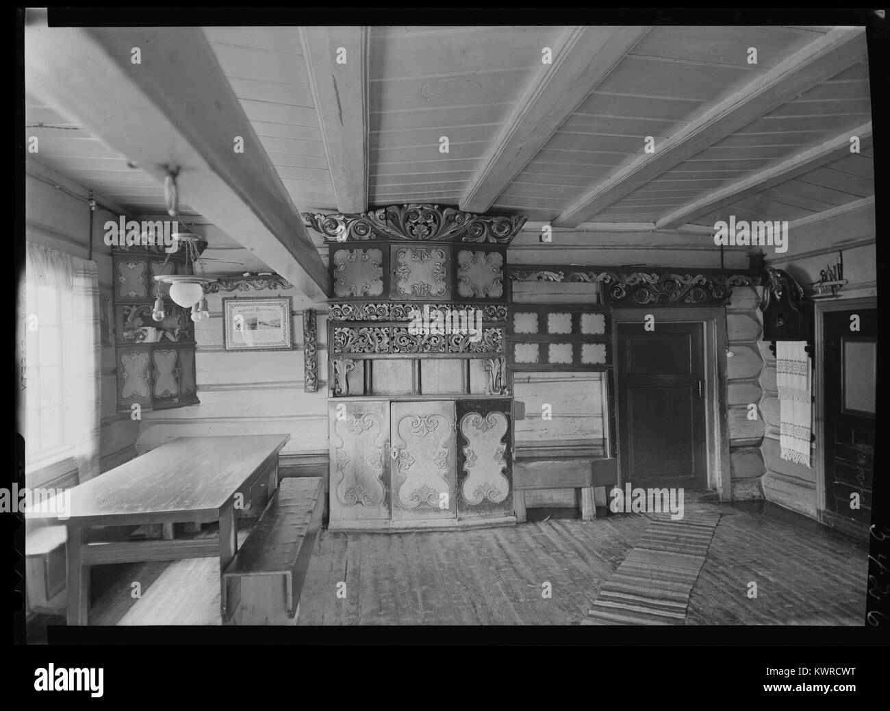 Interior view of the living room (‘stue’) at Øvre Skjaak in Norway ...