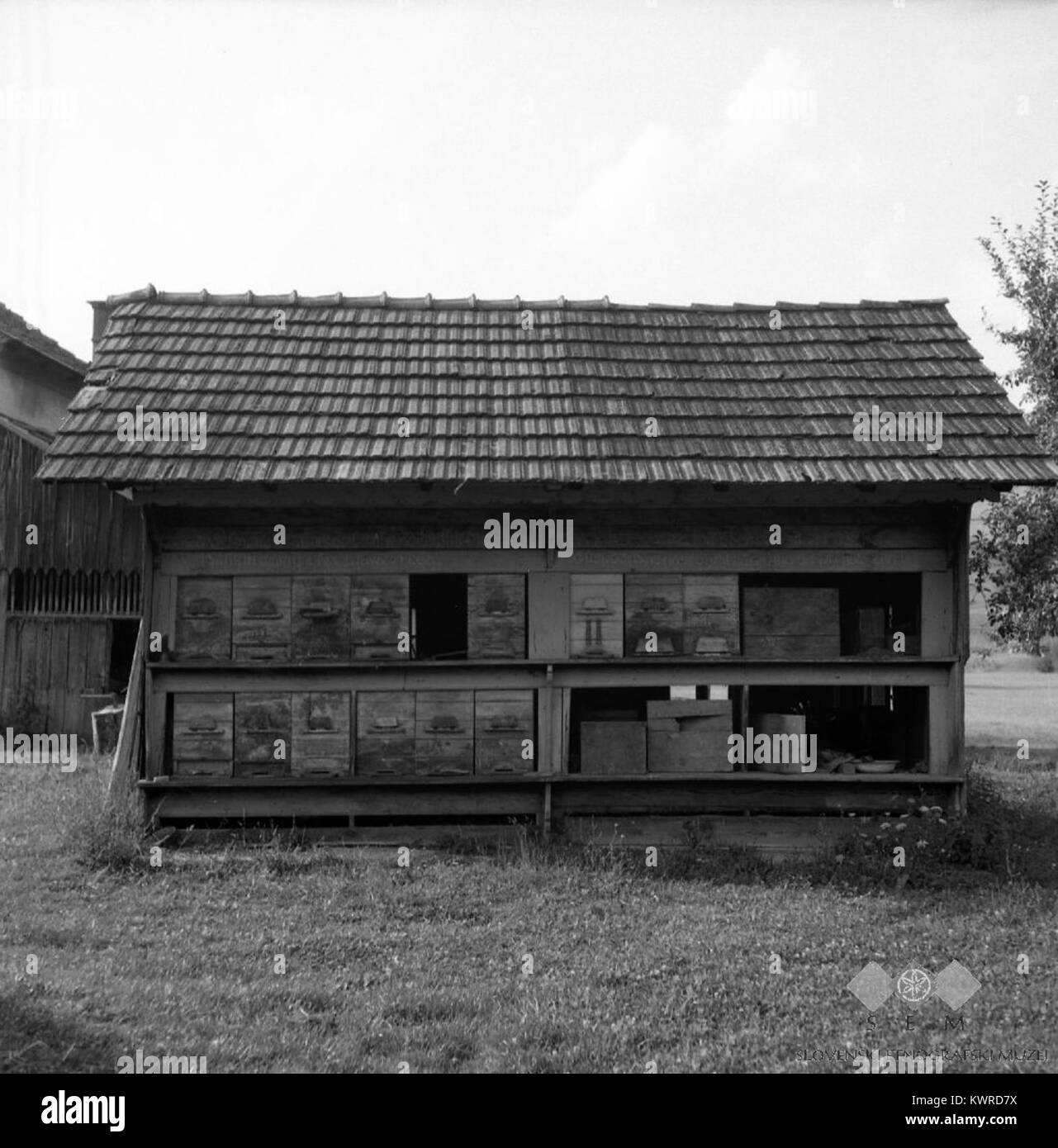 Beehive and meadows Black and White Stock Photos & Images - Alamy