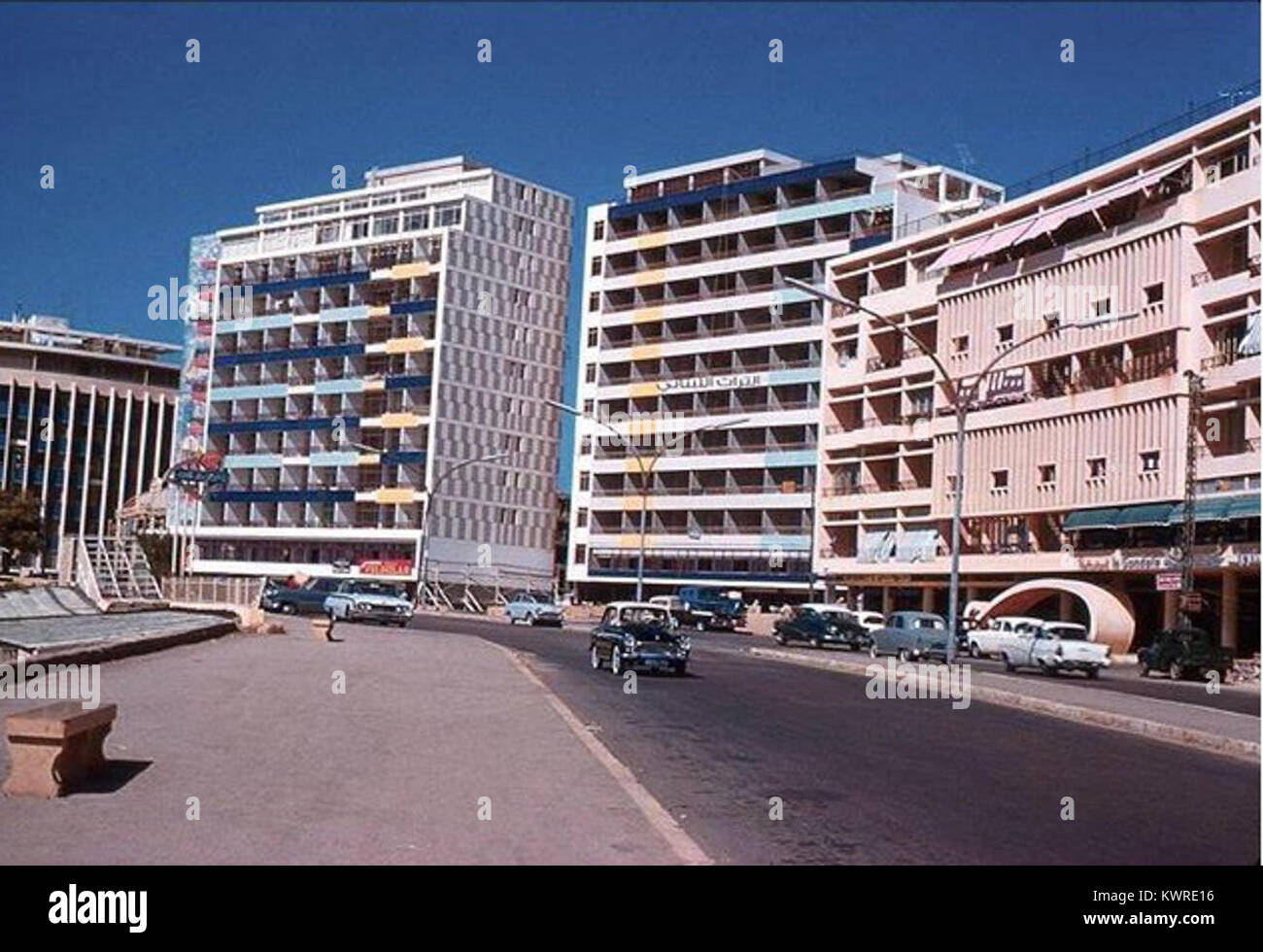 A historical photograph of the Raouché area in Beirut, taken in 1960 ...
