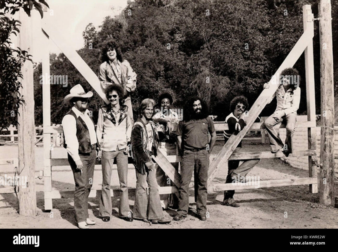 The image shows the band Rare Earth in 1973, an American rock group ...