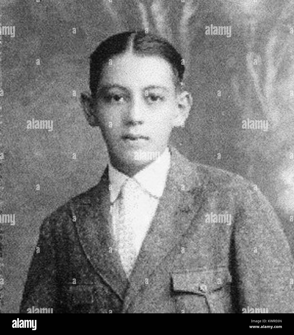 A historical photograph of Raul Aguilar Batres at age 15, providing ...
