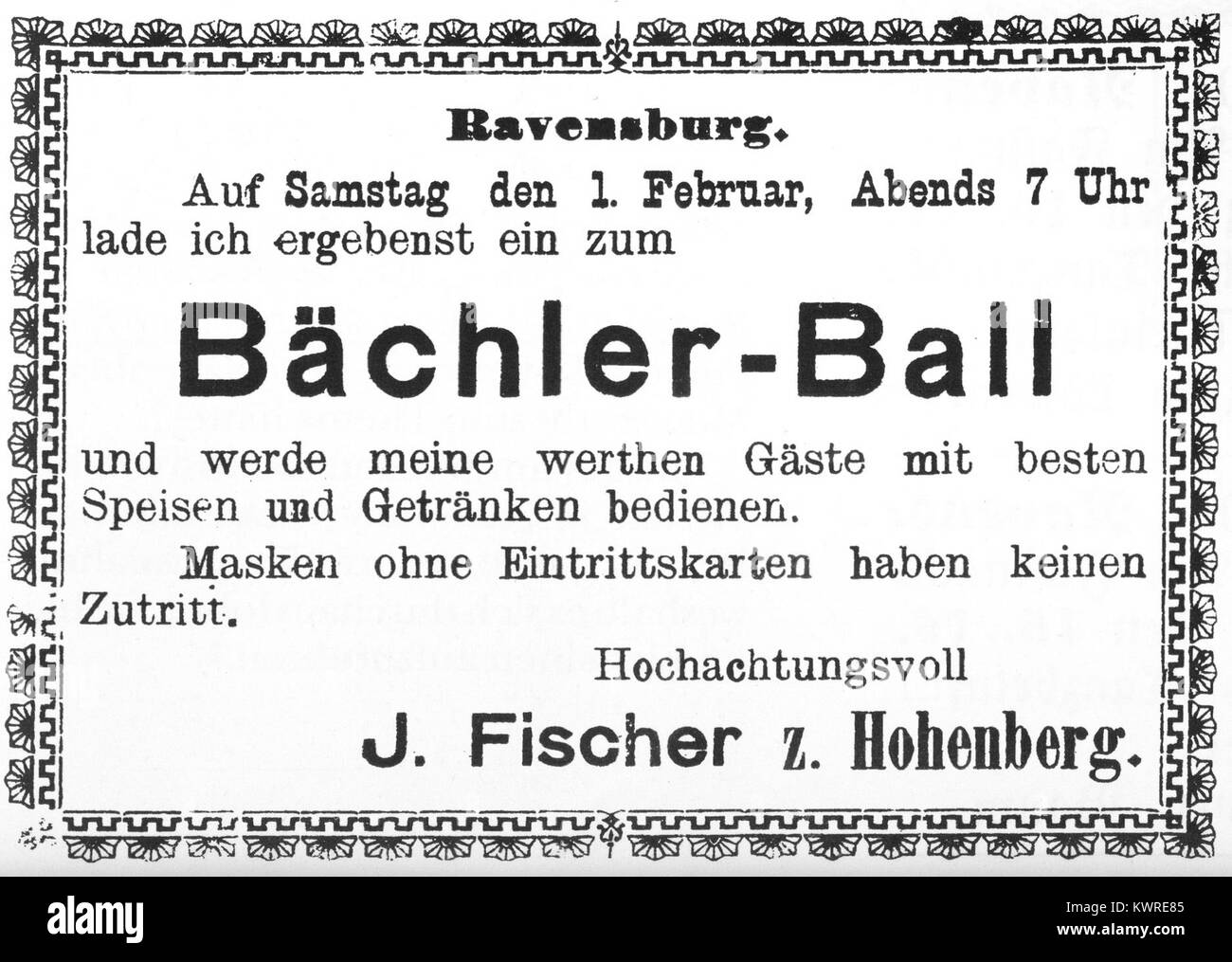 A historical 1890 photograph from the Ravensburg Fastnacht in Germany ...