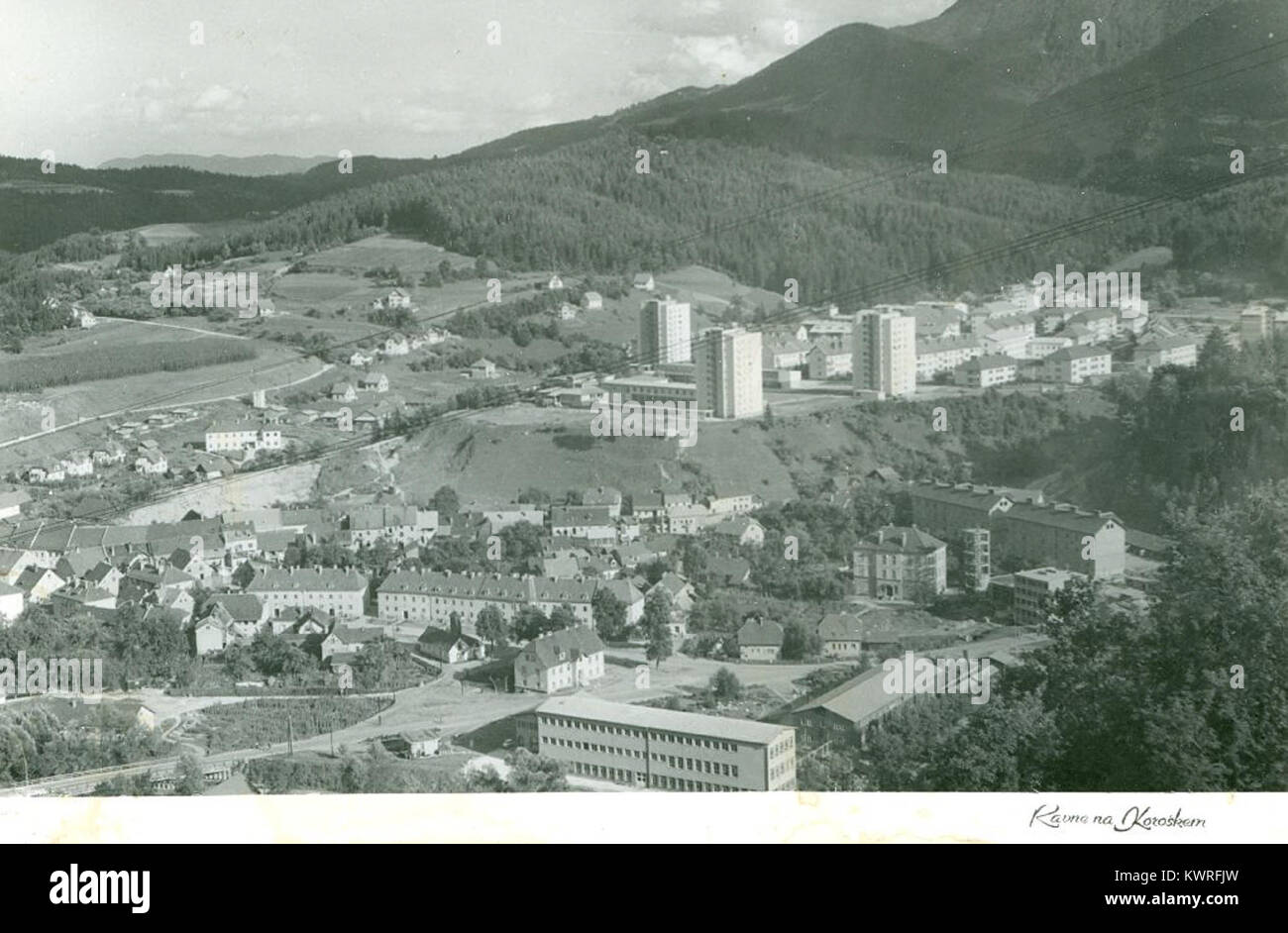 A postcard of Raven na Koroškem, Slovenia, from 1950, depicting the ...